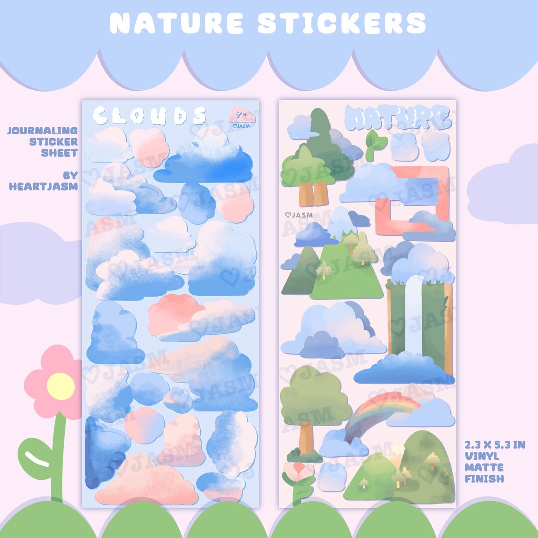 Nature Sticker Sheets / Cute Japanese Bujo Stationary Sticker - Etsy