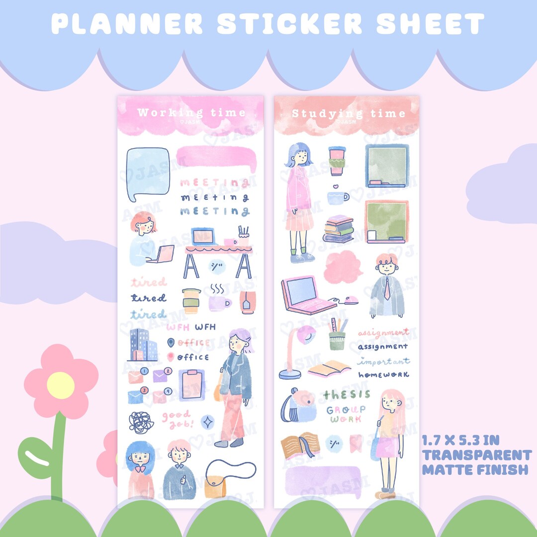 Working and Studying Planner Sticker Sheets / Cute Japanese Bujo ...