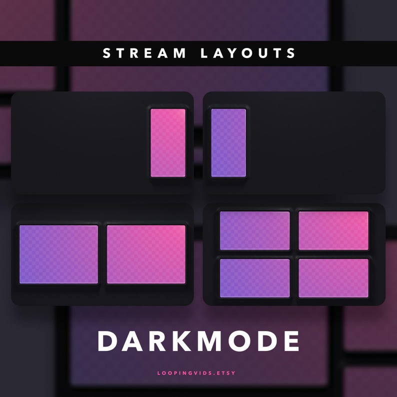 Dark Mode Stream Layout Pack: Twitch & Youtube Overlays (PNG) - Etsy