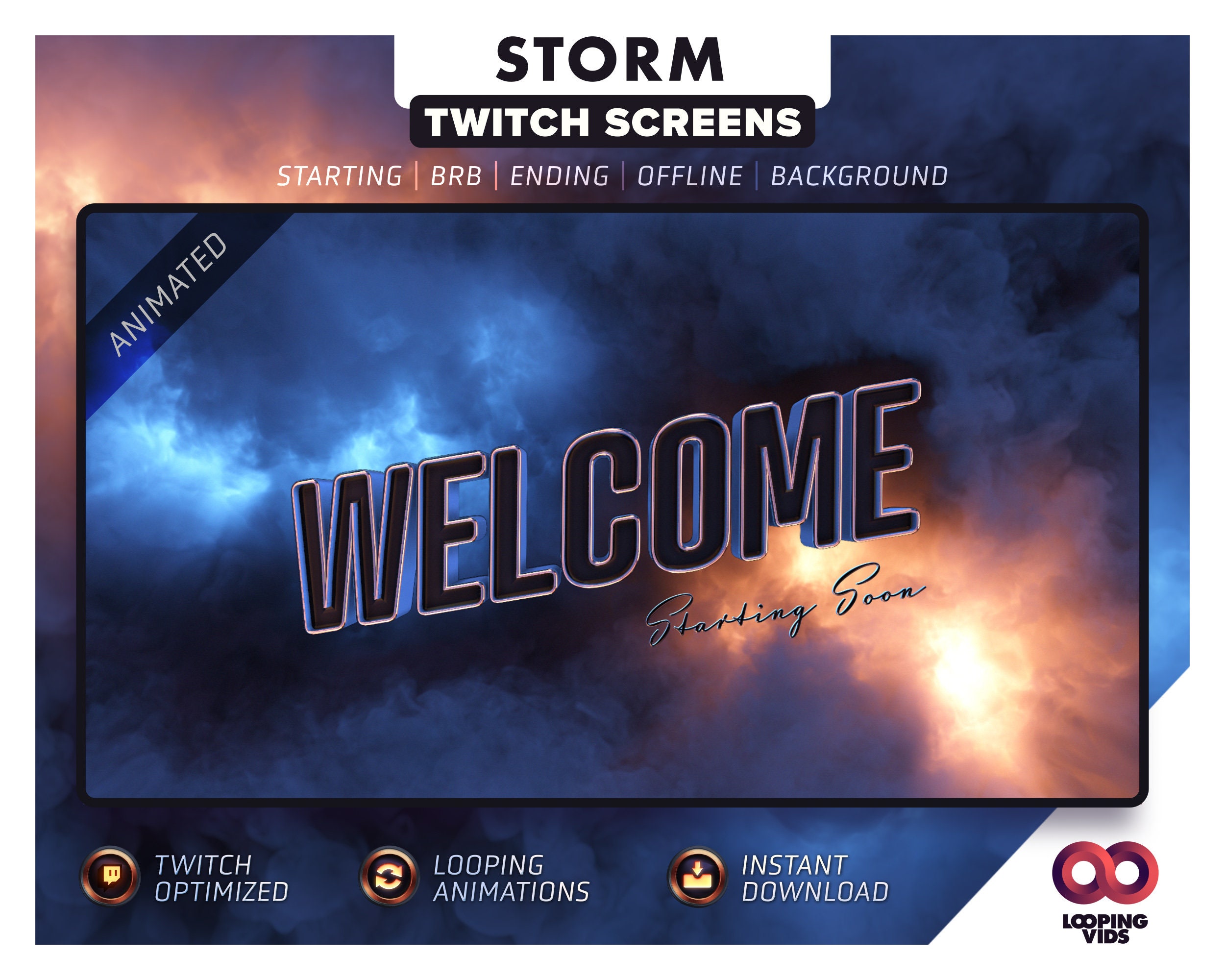 Twitch Overlays: Storm - Animated Screens - Starting Soon | BRB ...