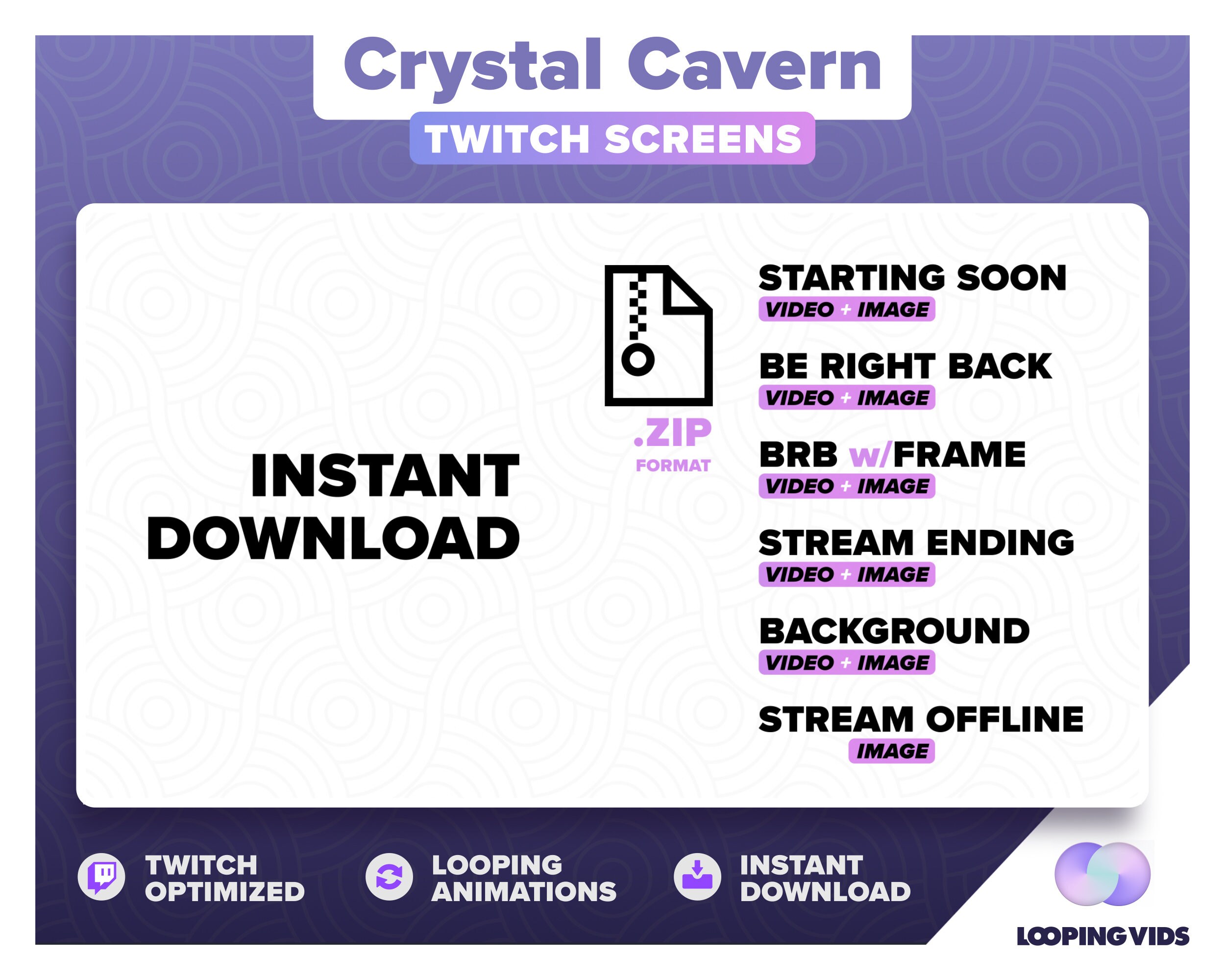 Twitch Overlays: Crystal Cavern Animated Screens - Etsy
