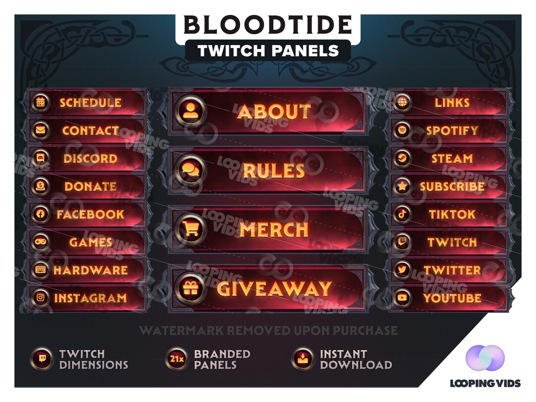 Twitch Panels: Bloodtide 21x Branded Panels Including One Blank. - Etsy