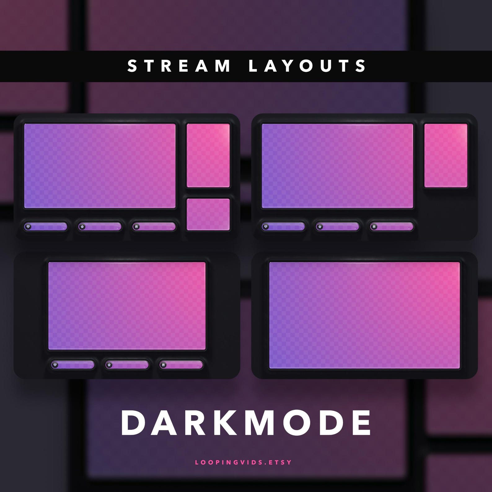 Dark Mode Stream Layout Pack: Twitch & Youtube Overlays (PNG) - Etsy