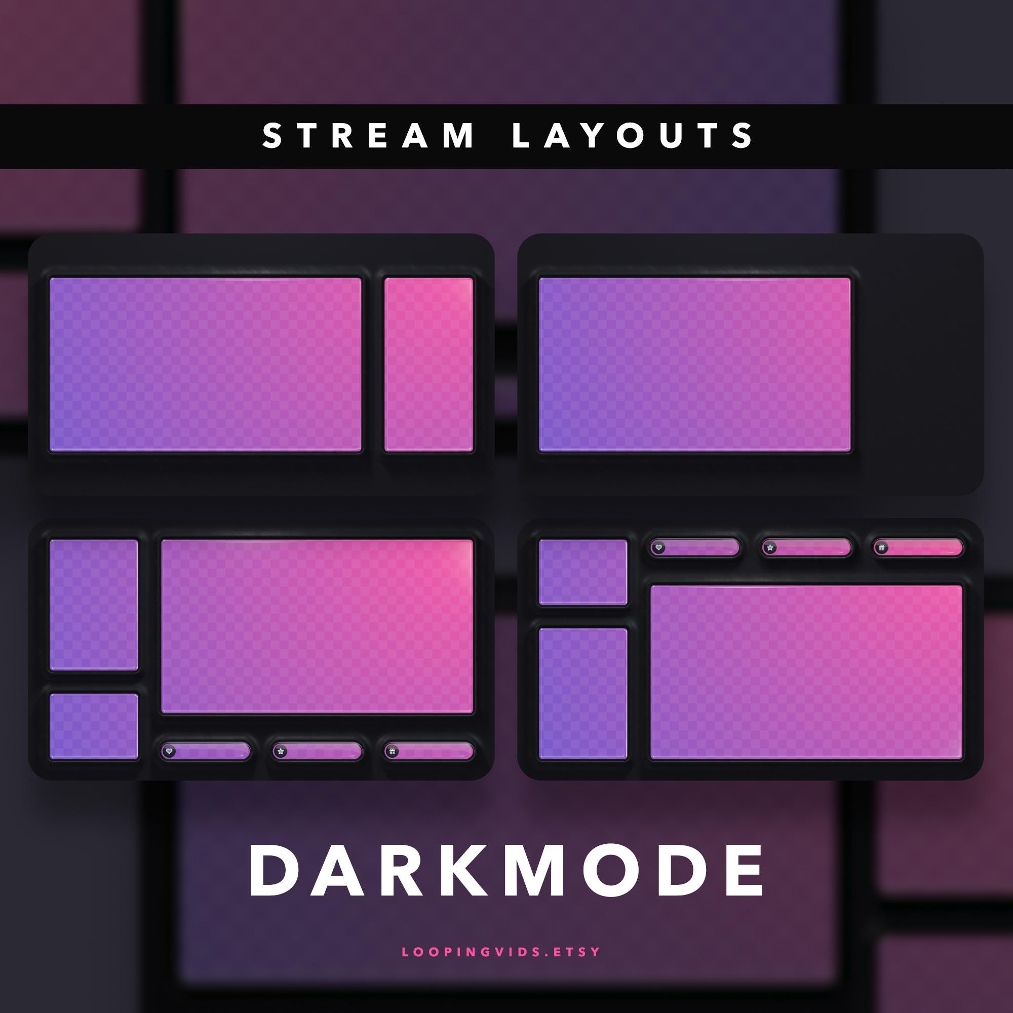 Dark Mode Stream Layout Pack: Twitch & Youtube Overlays (PNG) - Etsy