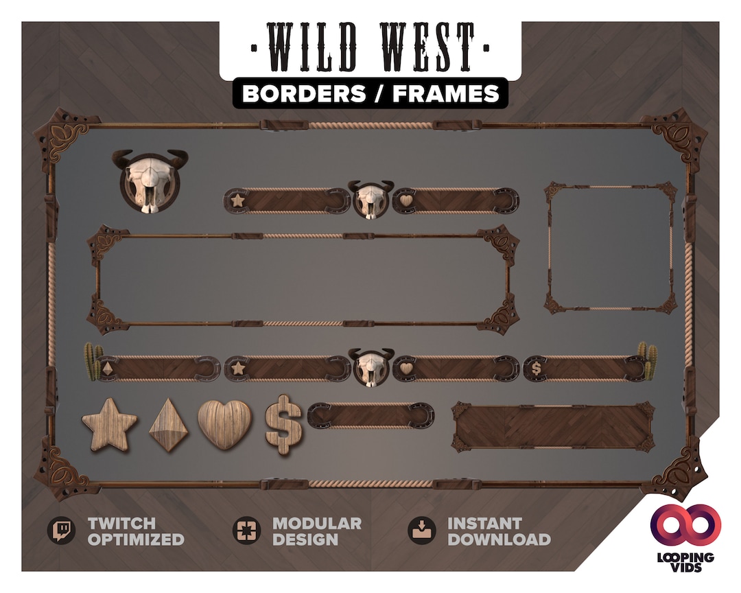 Twitch Overlays: Wild West - Border Frames & Bar Panels - Etsy