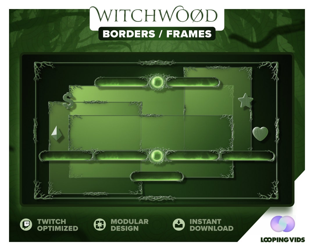 Stream Border Frames and Webcam: Witchwood - Green Envy | Assets for ...