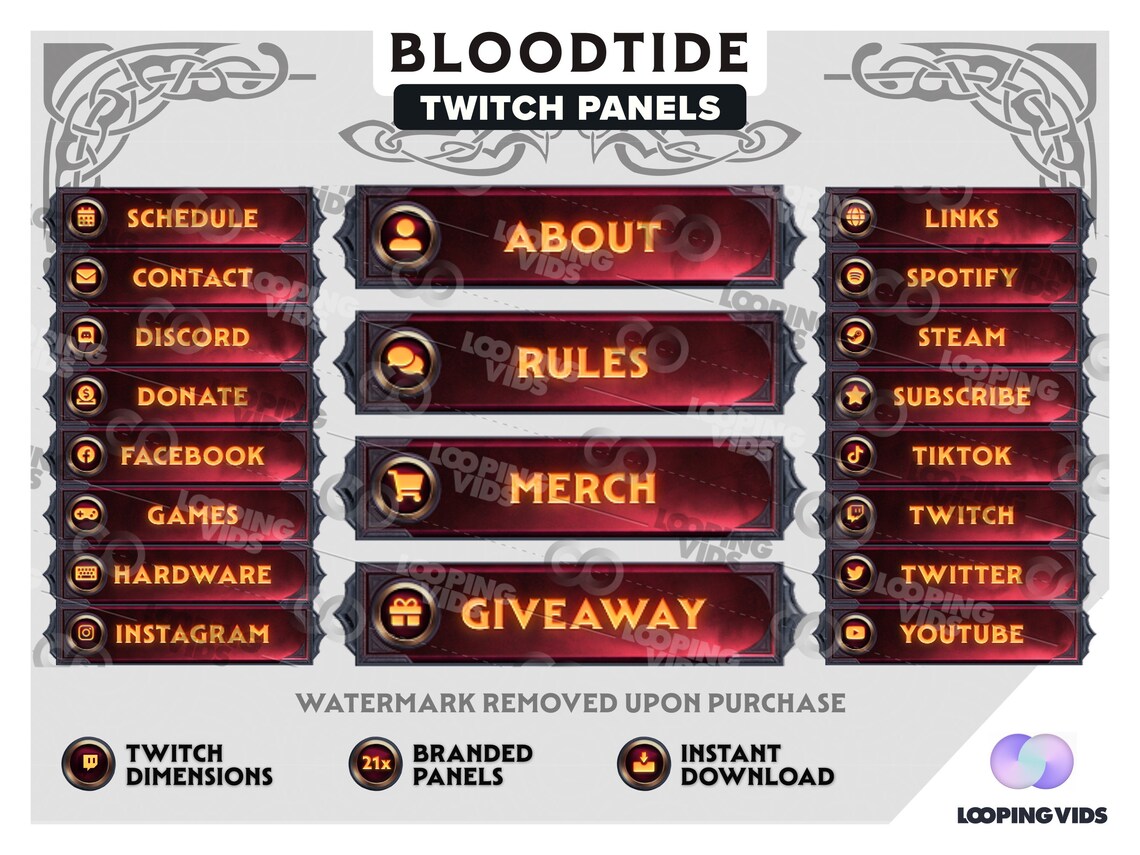 Twitch Panels: Bloodtide 21x Branded Panels Including One Blank. - Etsy