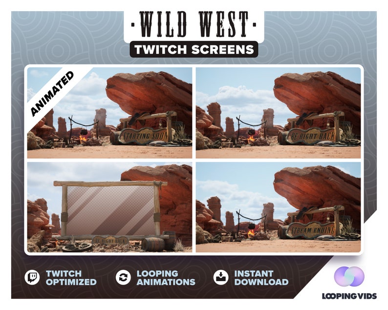 Twitch Overlays: Wild West Animated Screens - Etsy