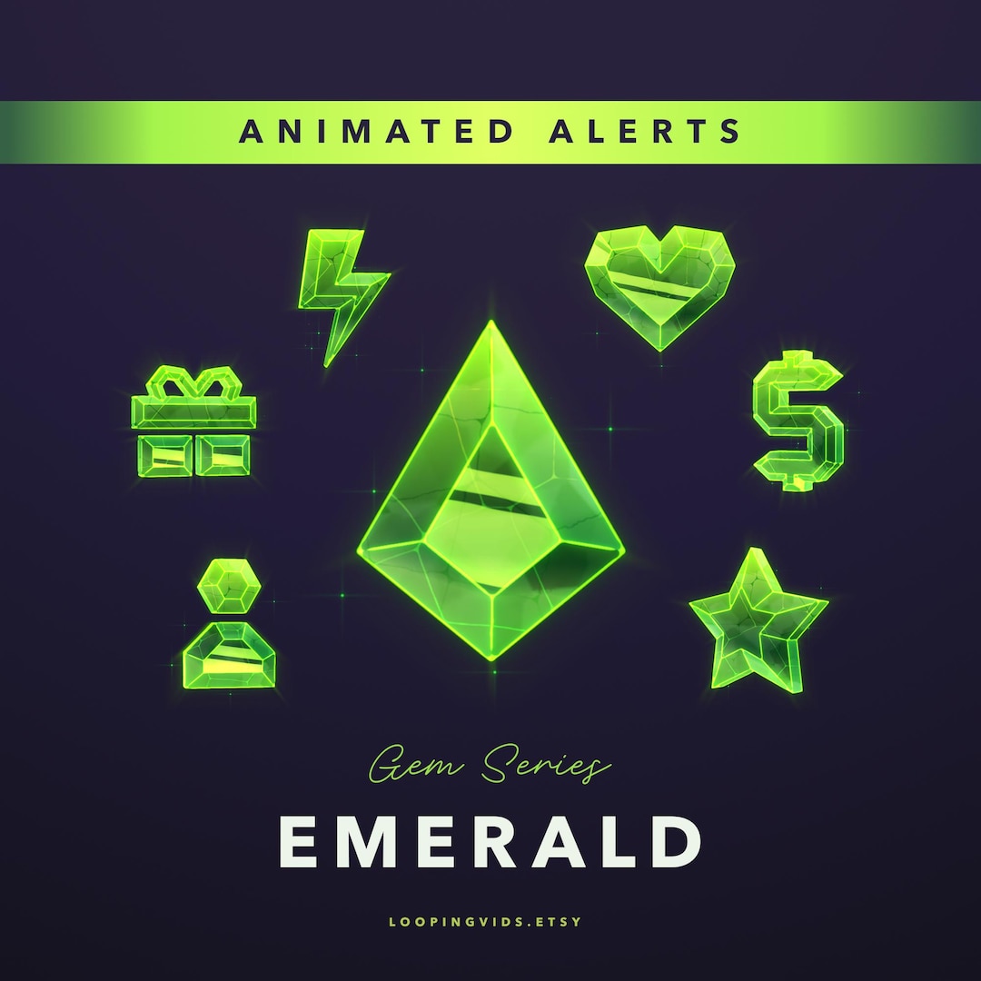 Emerald Gem Animated Twitch Alerts: Stream Overlay (digital Download ...