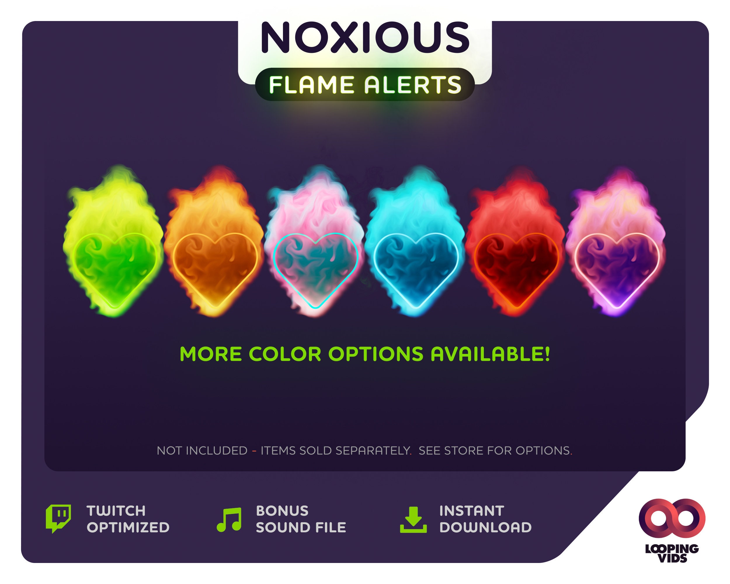 FLAME ALERTS: Noxious Animated for Twitch Streaming Sub Follow Cheer ...