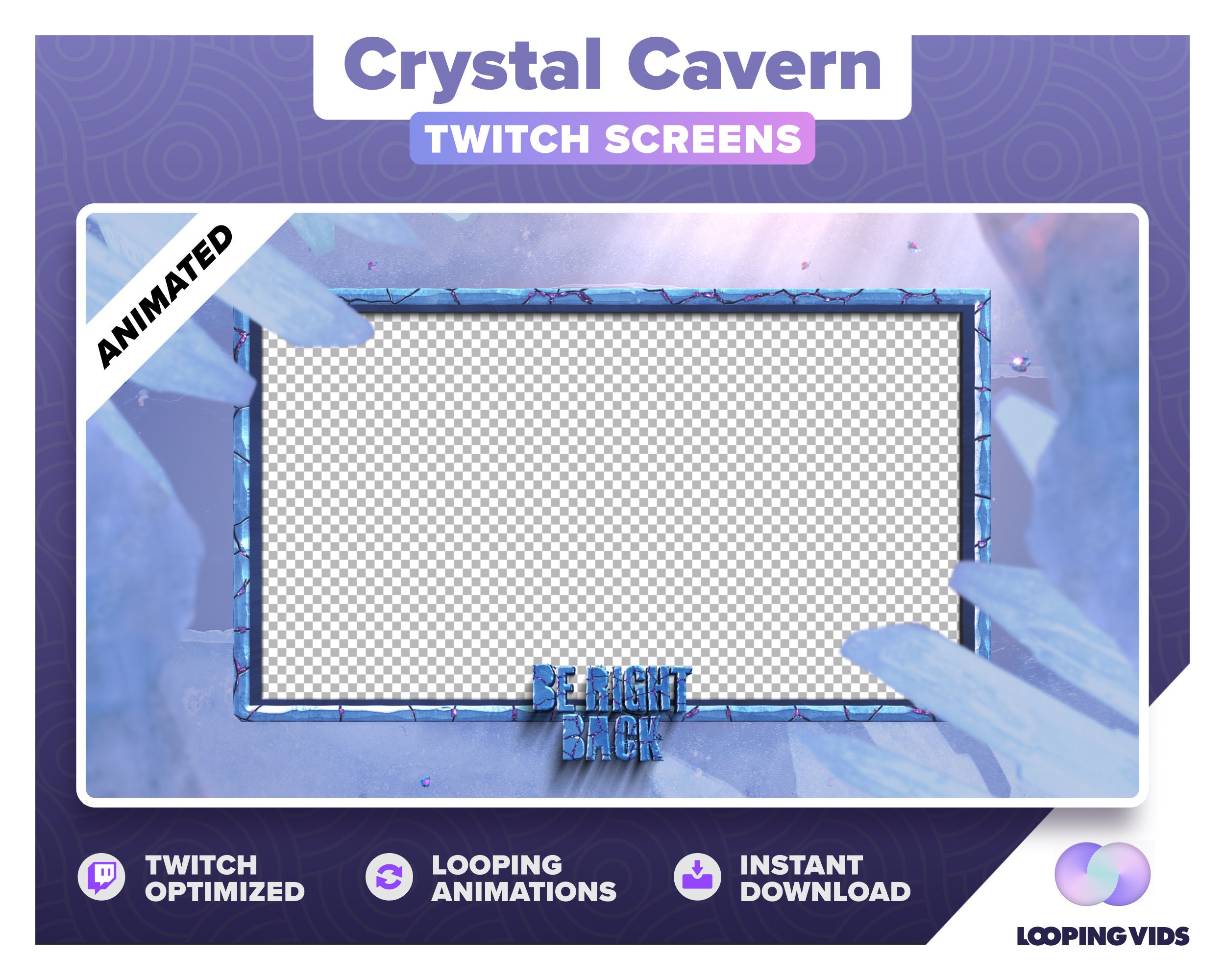 Twitch Overlays: Crystal Cavern Animated Screens - Etsy