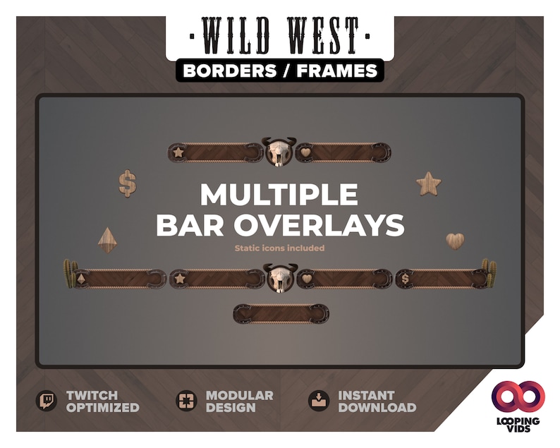 Twitch Overlays: Wild West - Border Frames & Bar Panels - Etsy