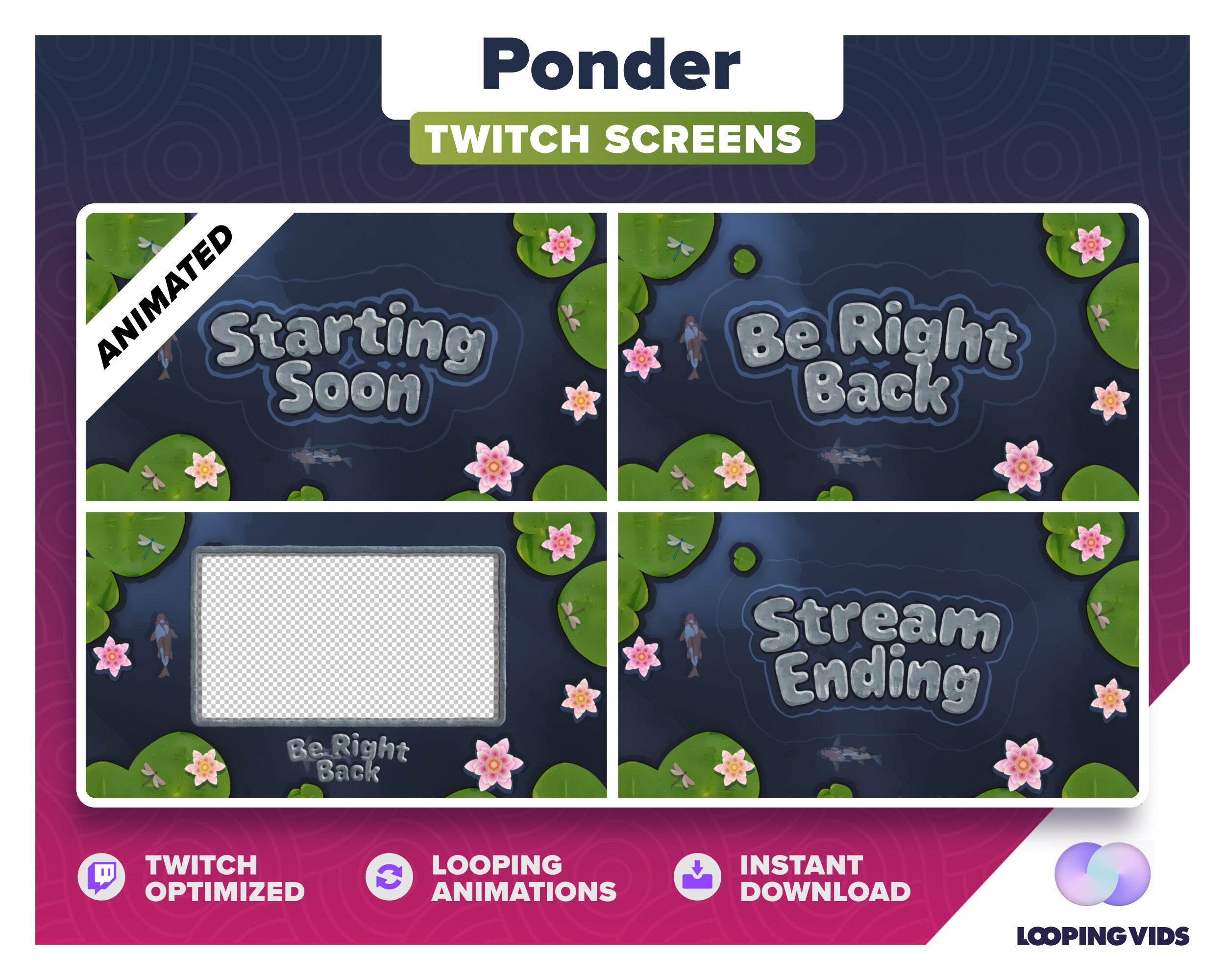 Twitch Overlays: Ponder Animated Screens - Etsy