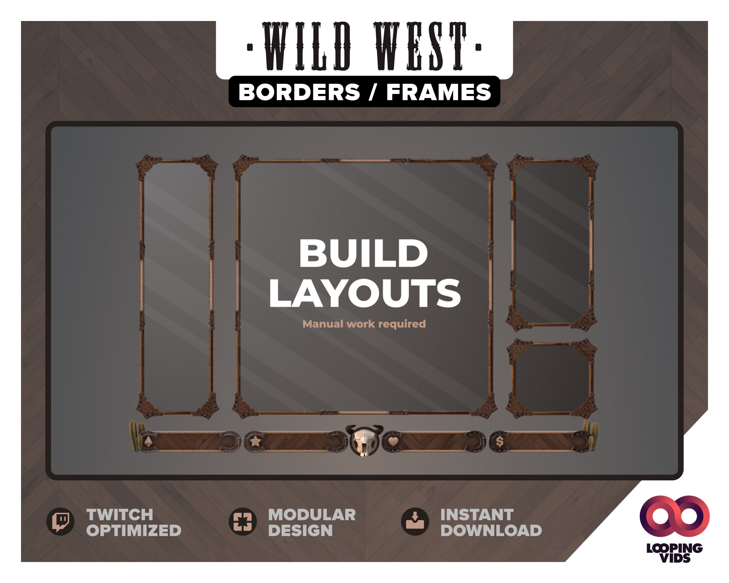 Twitch Overlays: Wild West - Border Frames & Bar Panels - Etsy