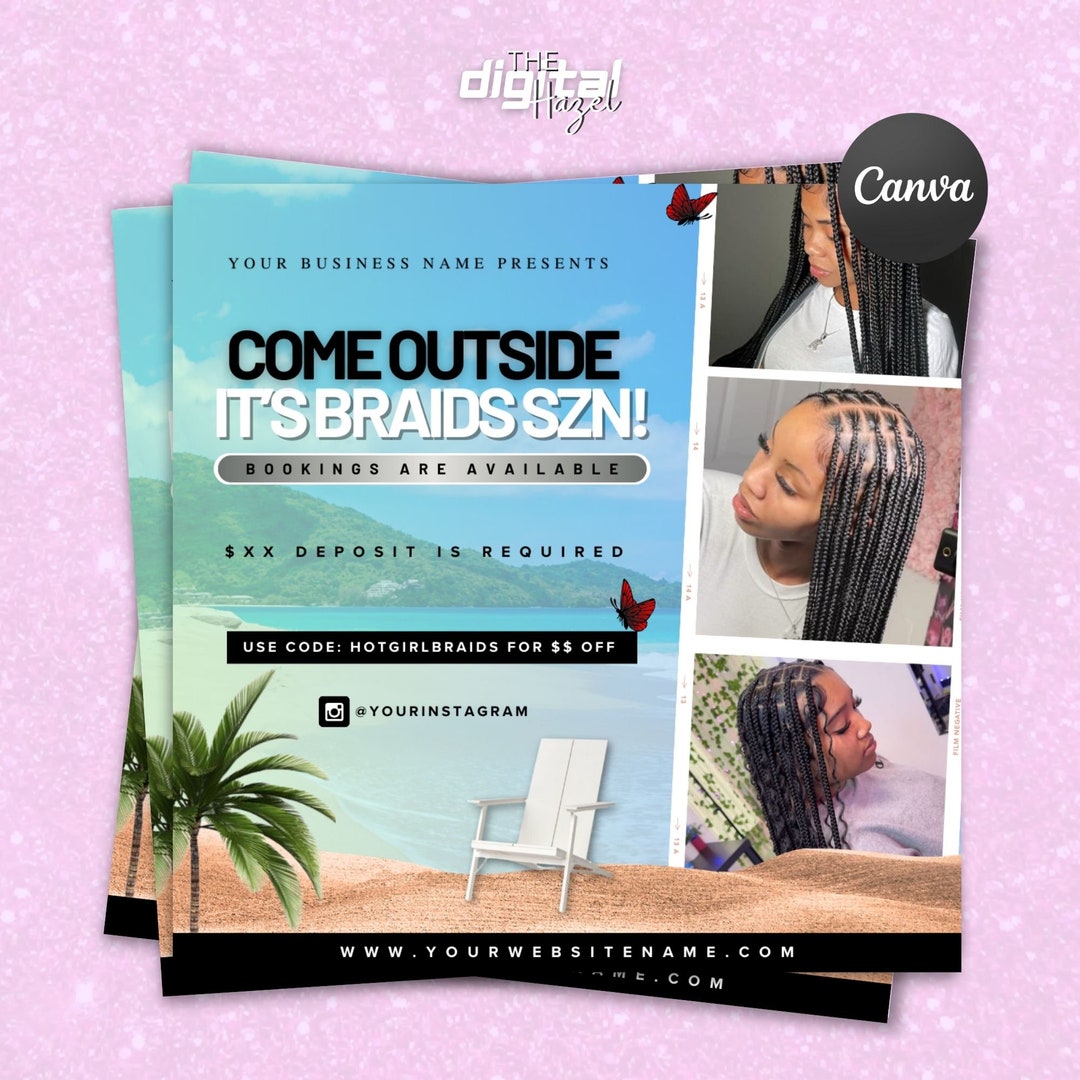 Braids Booking Flyer, Summer Braids Appointment, June Hair Flyer ...