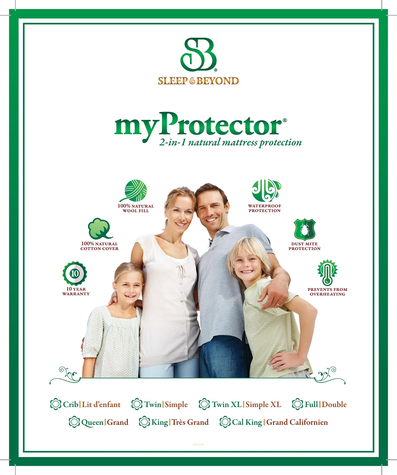 Myprotector®, 2-in-1 Ultimate, Washable Wool Filled Waterproof Mattress ...