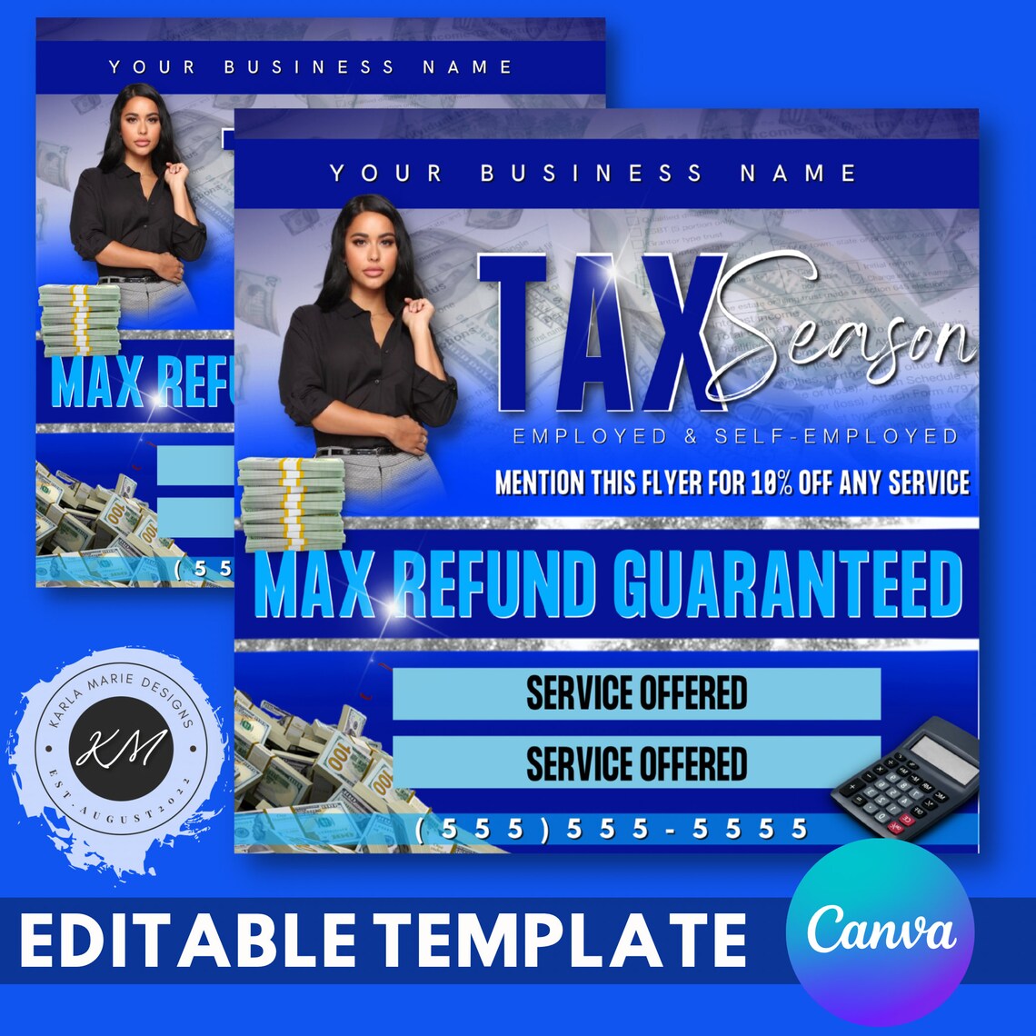 2023 Blue Tax Preparation Flyer Editable Template - Etsy