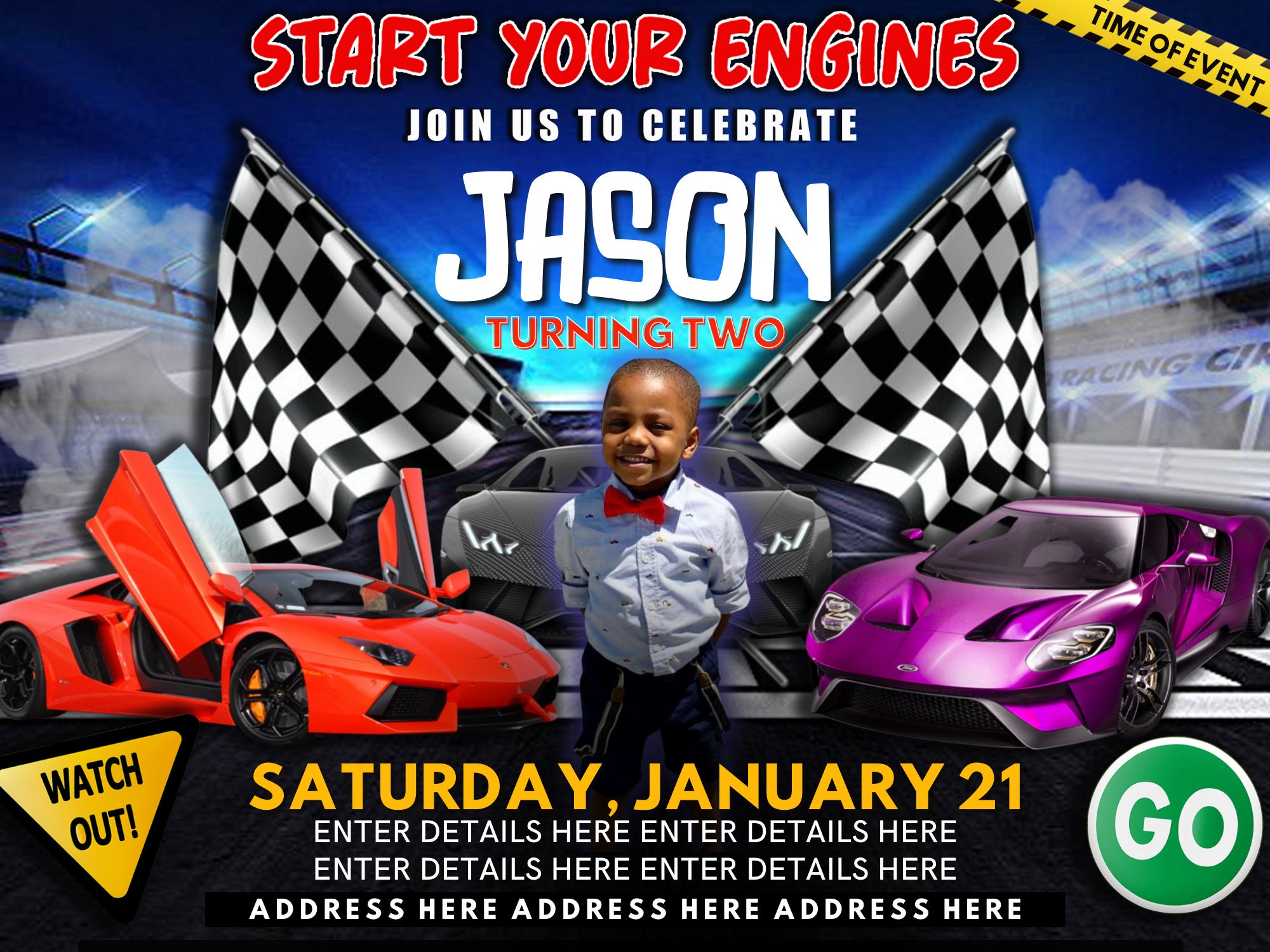 Race Car Birthday Flyer Invitation Editable Template - Etsy