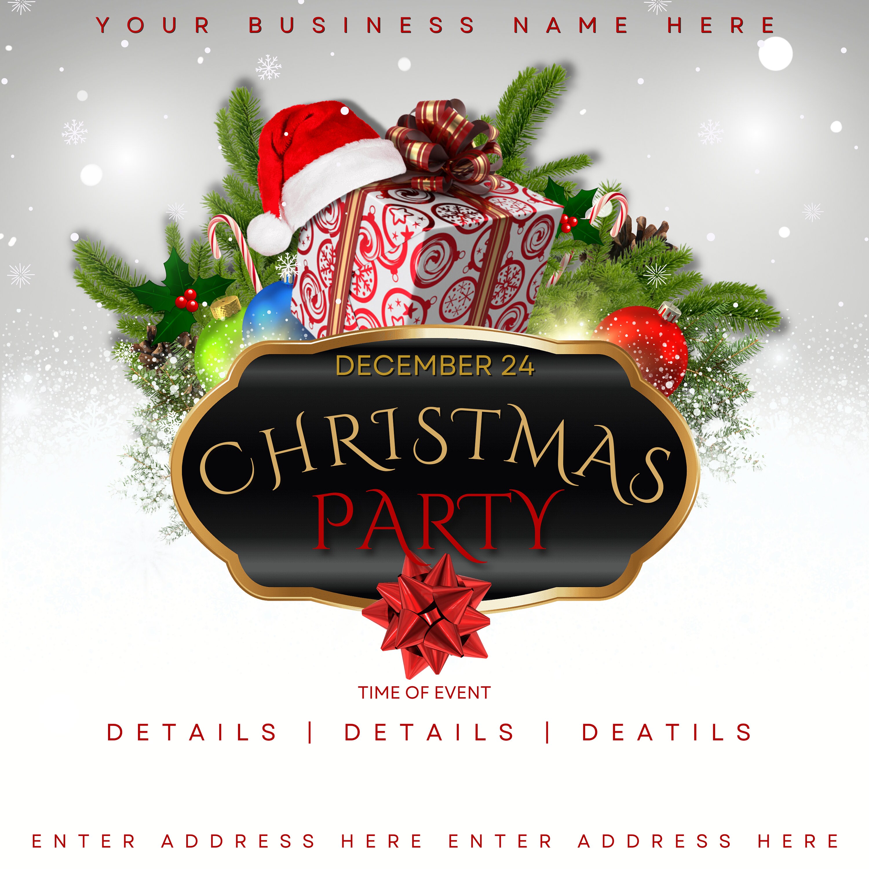 Christmas Party Editable Template, Canva Template, Holiday Flyer ...