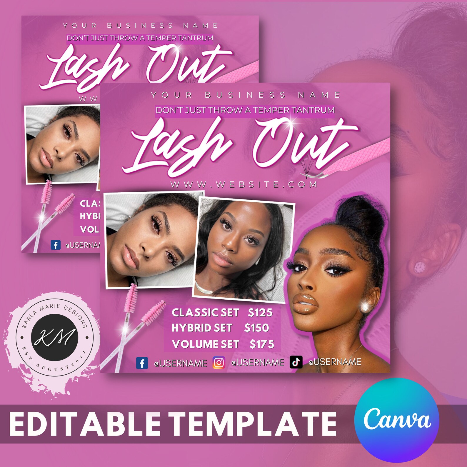 Lash Tech Flyer Editable Template - Etsy