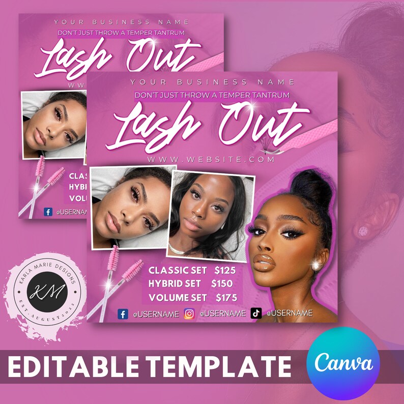 Lash Tech Flyer Editable Template - Etsy