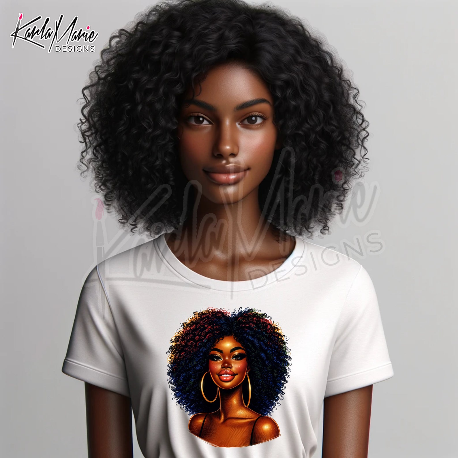 Vibrant Strong Black Woman SVG, PNG - Etsy