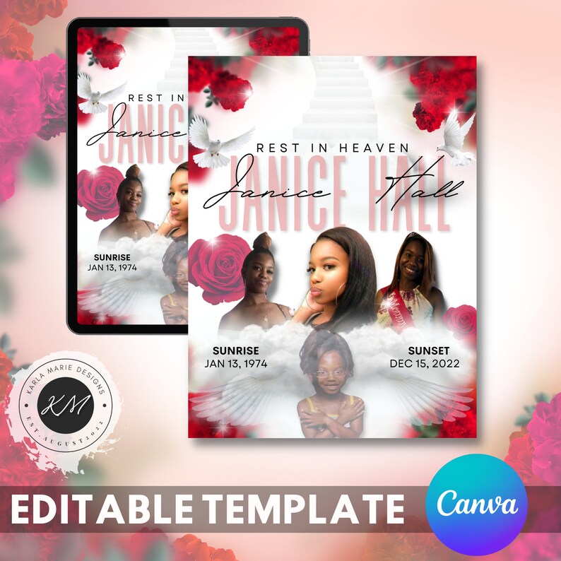 Memorial Funeral Announcement Flyer Editable Template - Etsy