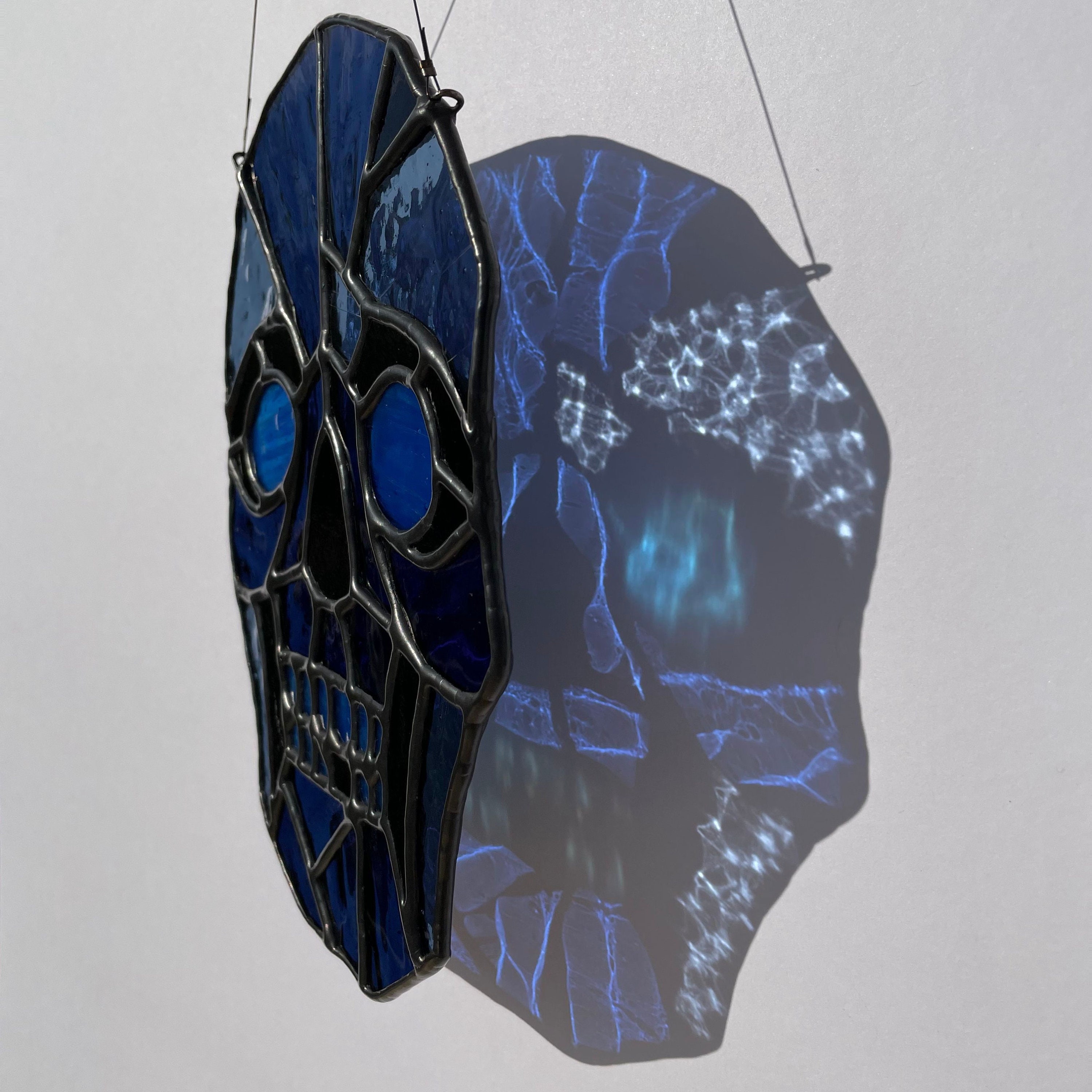 Stained Glass Skull Lich Suncatcher - Blue - Etsy