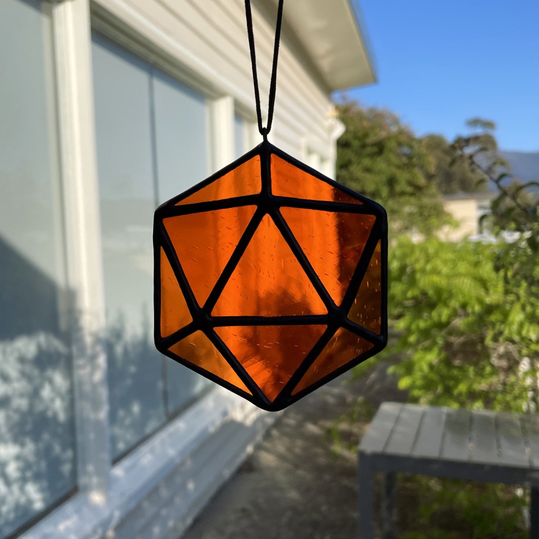 Firelight - D20 Stained Glass Suncatcher - Etsy