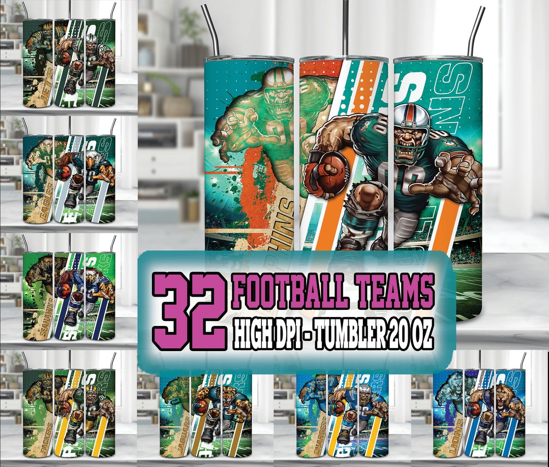 32 Designs American Football Team Tumbler 20oz Sublimation Skinny ...