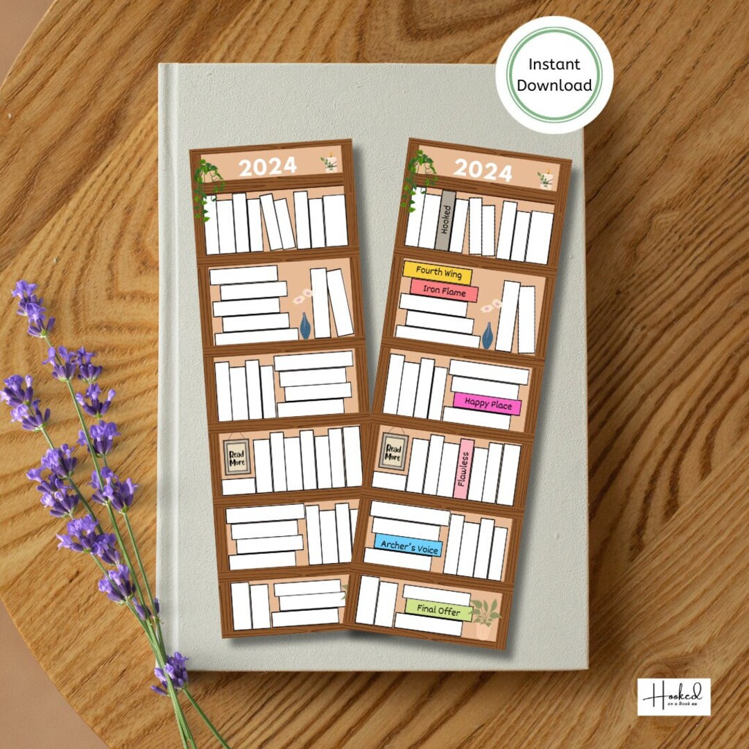2024 Printable Bookshelf Bookmark/ Bookshelf Tracker/ Printable ...