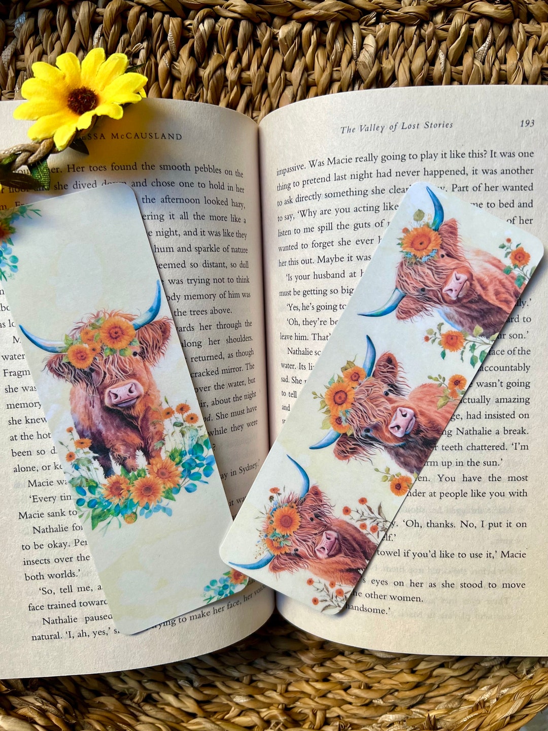 Highland Cow Booksmark/cow Bookmark/sunflower Bookmark/animal Bookmark ...