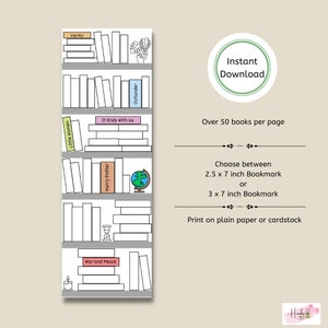 Printable Bookshelf Bookmark/ Bookshelf Tracker/ Printable Bookmark ...