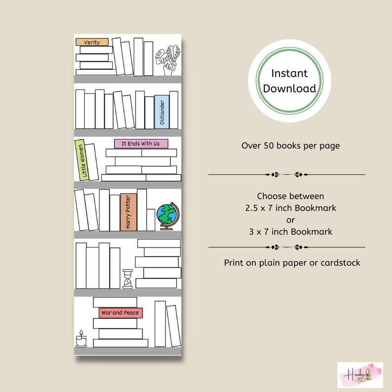 Printable Bookshelf Bookmark/ Bookshelf Tracker/ Printable - Etsy