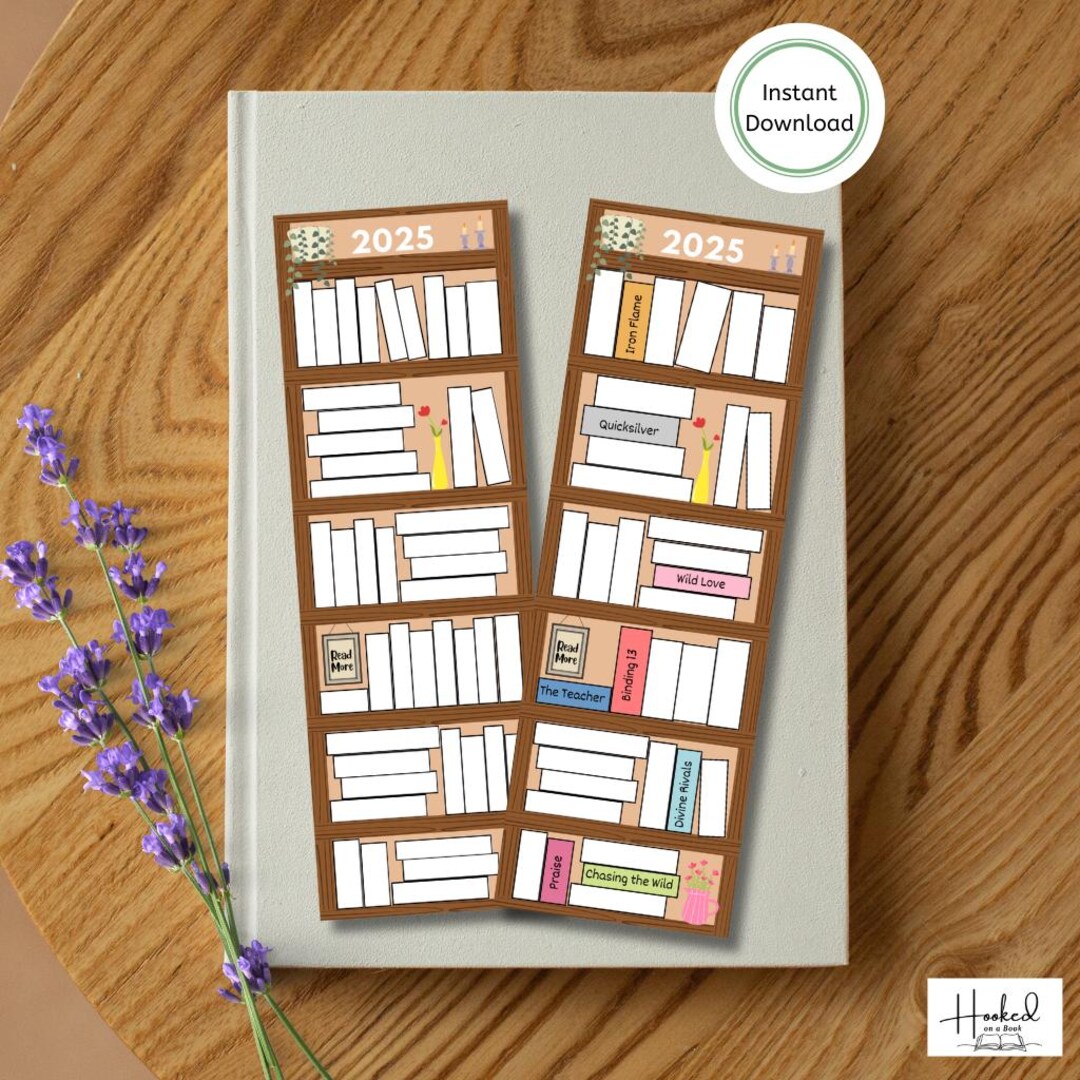 2025 Printable Bookshelf Bookmark/ Bookshelf Tracker/ Printable ...