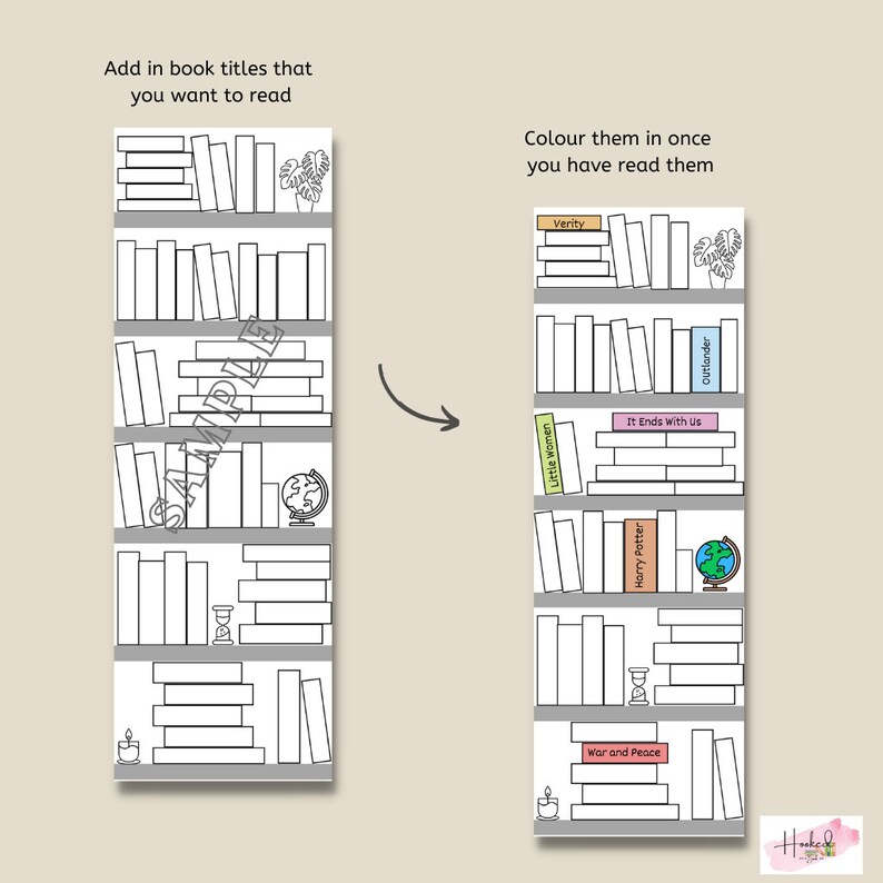 Printable Bookshelf Bookmark/ Bookshelf Tracker/ Printable - Etsy