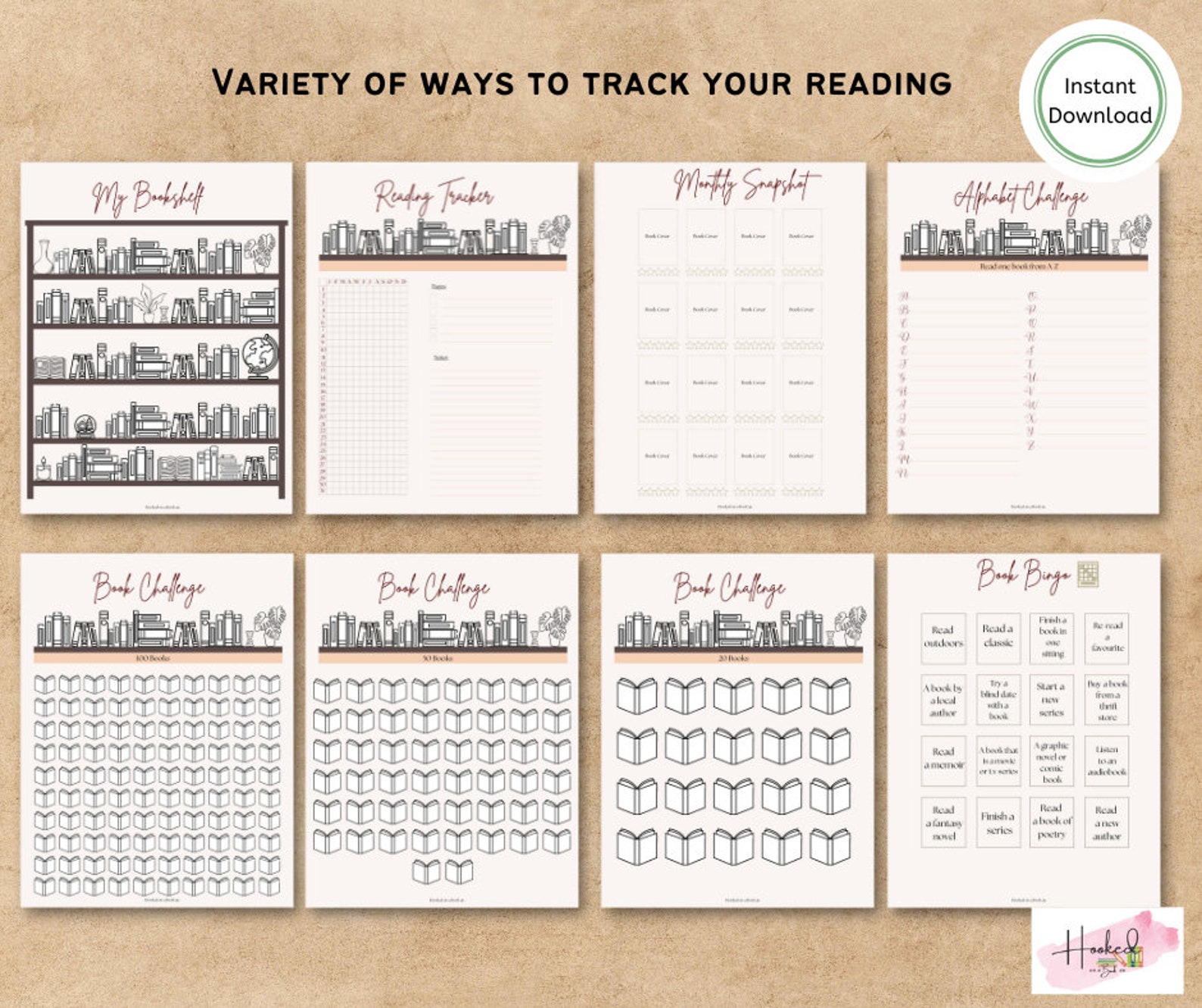 Printable Reading Journal: Book Tracker, Review, and Challenge (PDF ...