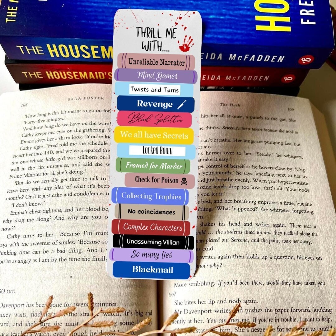 Psychological Thriller Tropes Book Stack Bookmark / Thriller Bookmark ...