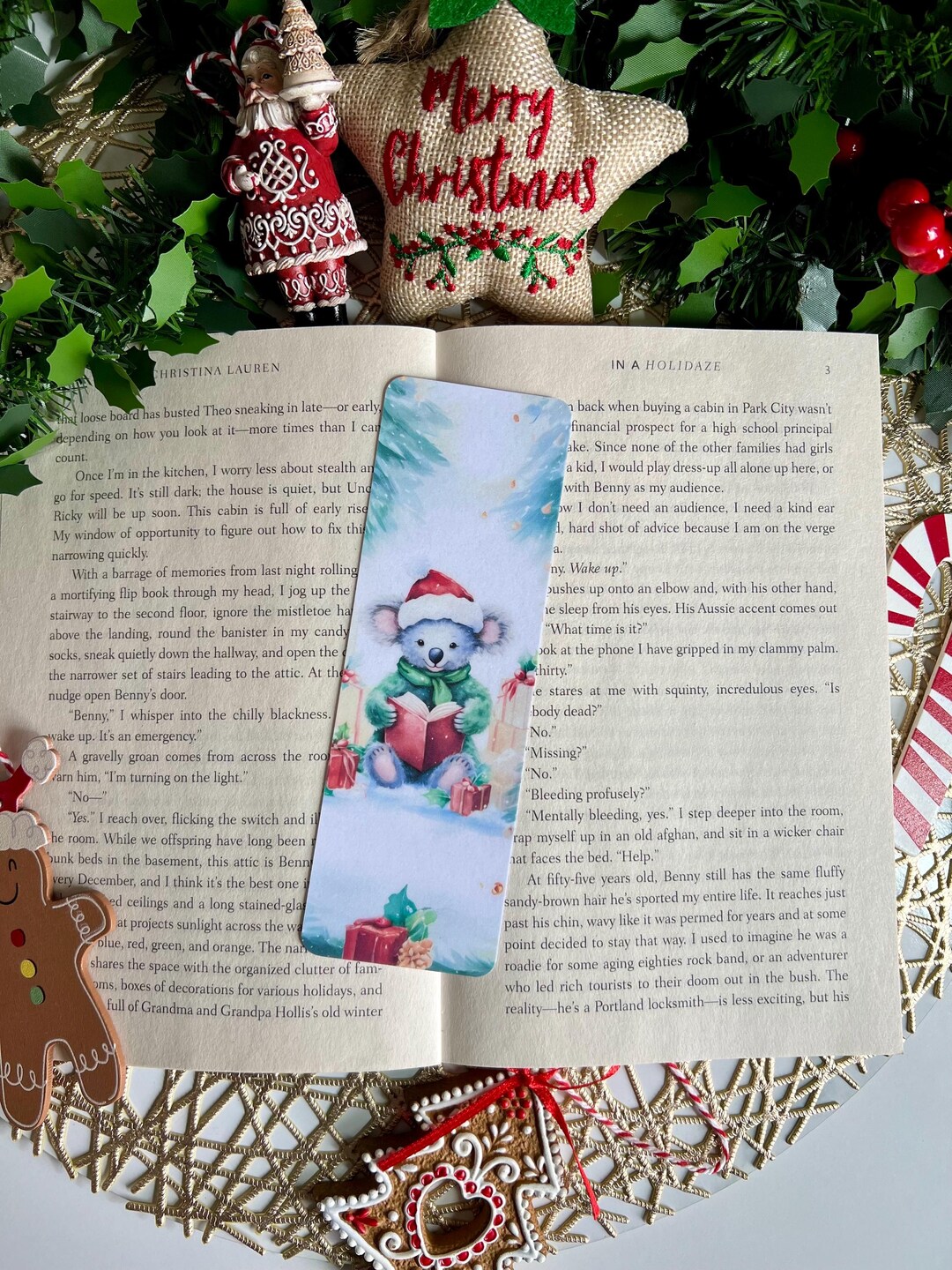 Christmas Koala Bookmark: Aussie Holiday Reader Gift - Etsy Australia