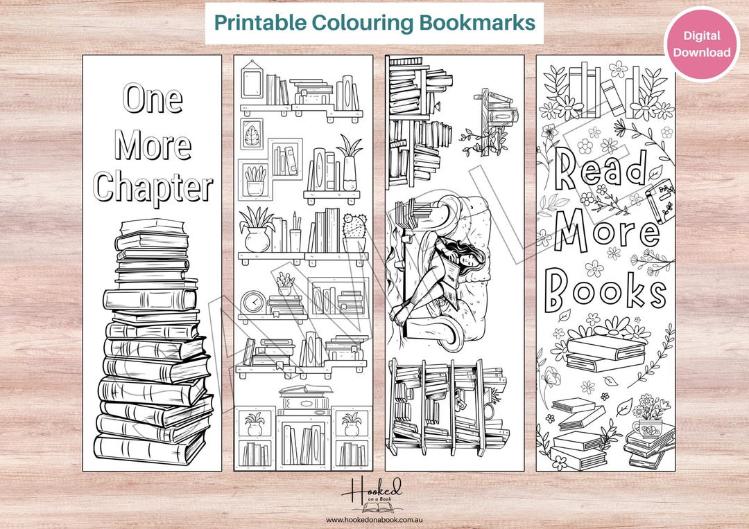 Bookish Colouring Bookmarks: Printable Reader Gift (PDF Pattern) - Etsy