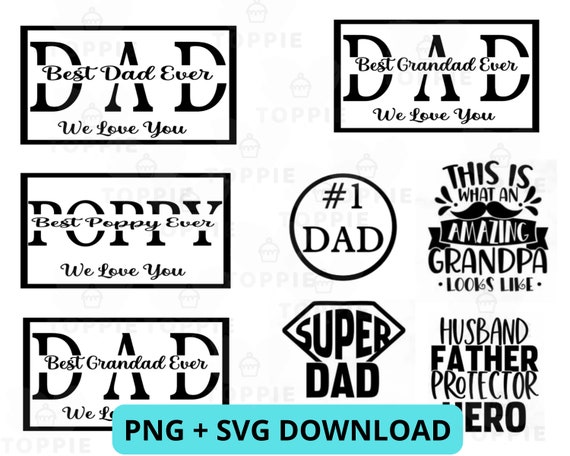 Grandad Pop Poppy Dad SVG File Fathers Day PNG Cut File Split - Etsy