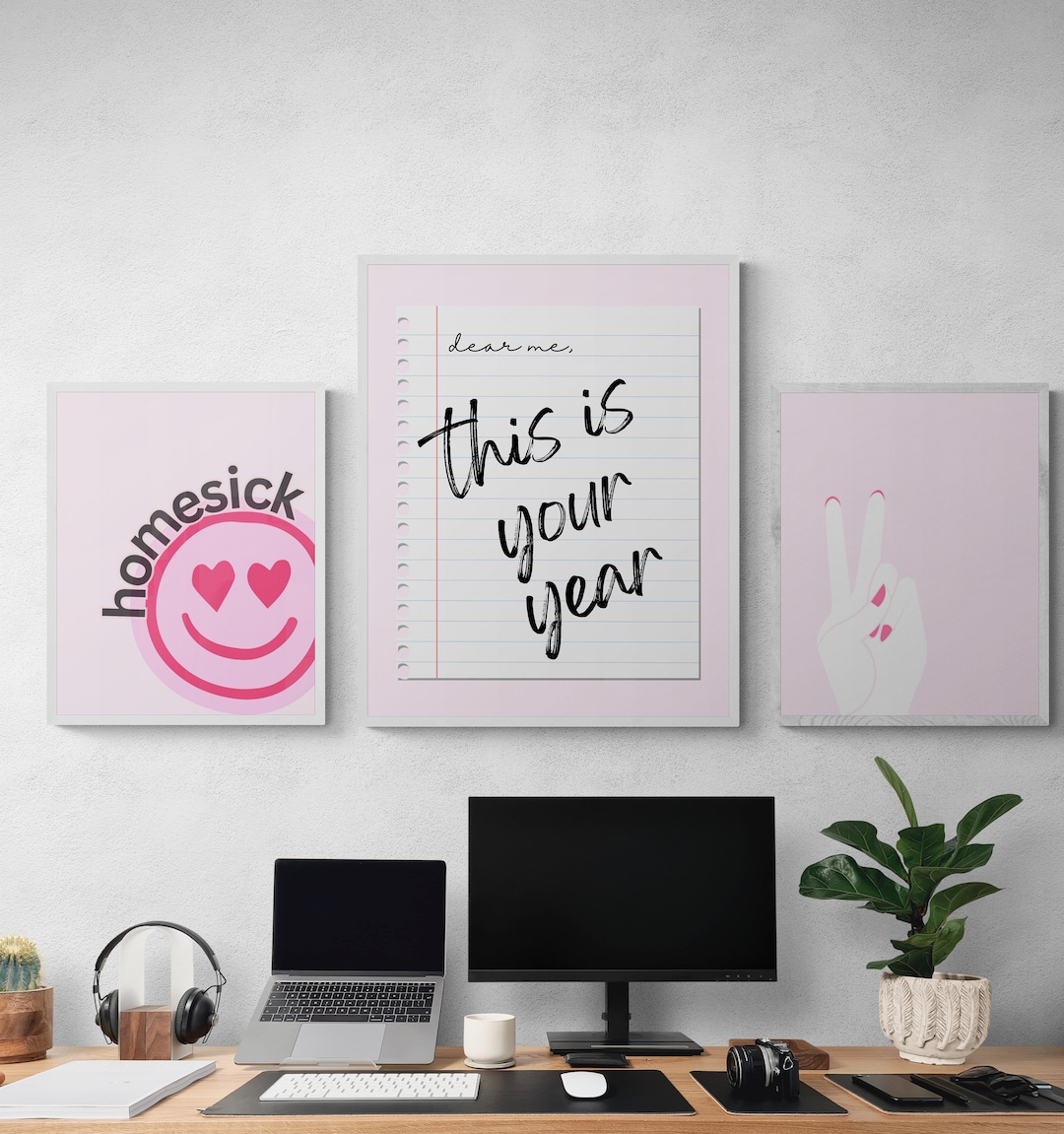 Pink Preppy College Dorm Wall Art, 3 Set Girly Posters for Room, Large ...