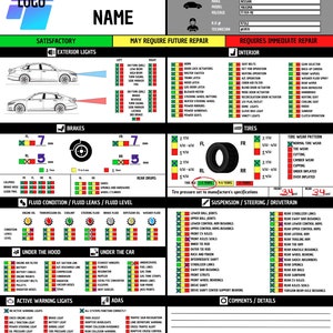 Professional 100+ Point Vehicle Safety Inspection Sheet for Garages ...