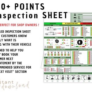 Professional 100+ Points Vehicle Inspection Sheet, Car Safety ...