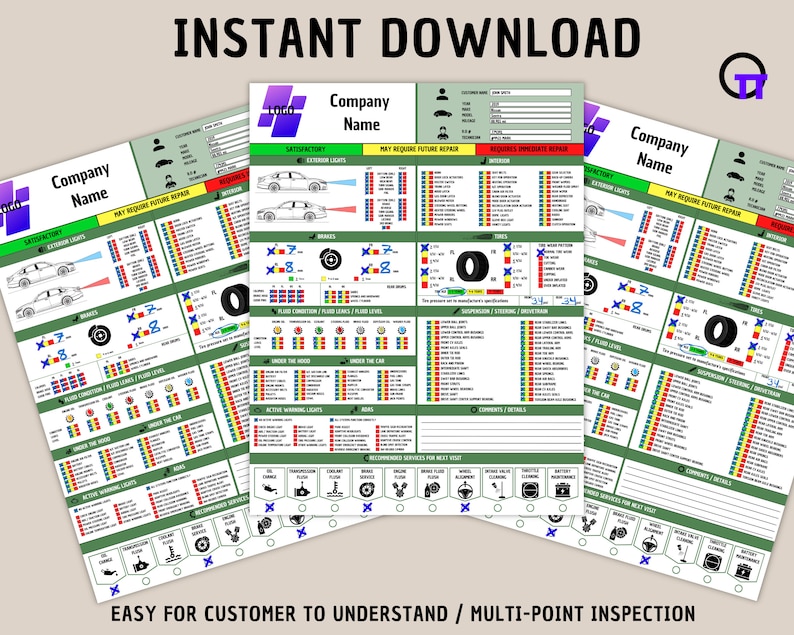 Professional 100+ Points Vehicle Inspection Sheet, Car Safety ...