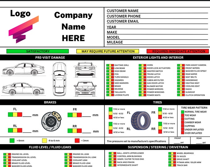 Visual Vehicle Inspection Report | Fillable PDF Multi-point Vehicle ...
