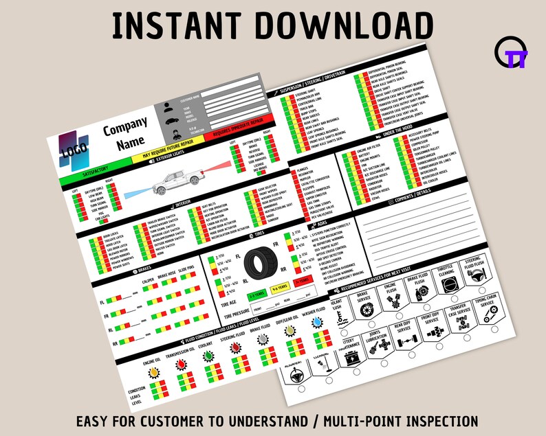Diesel Truck / Heavy Duty Truck Professional Inspection Sheet, Diesel ...