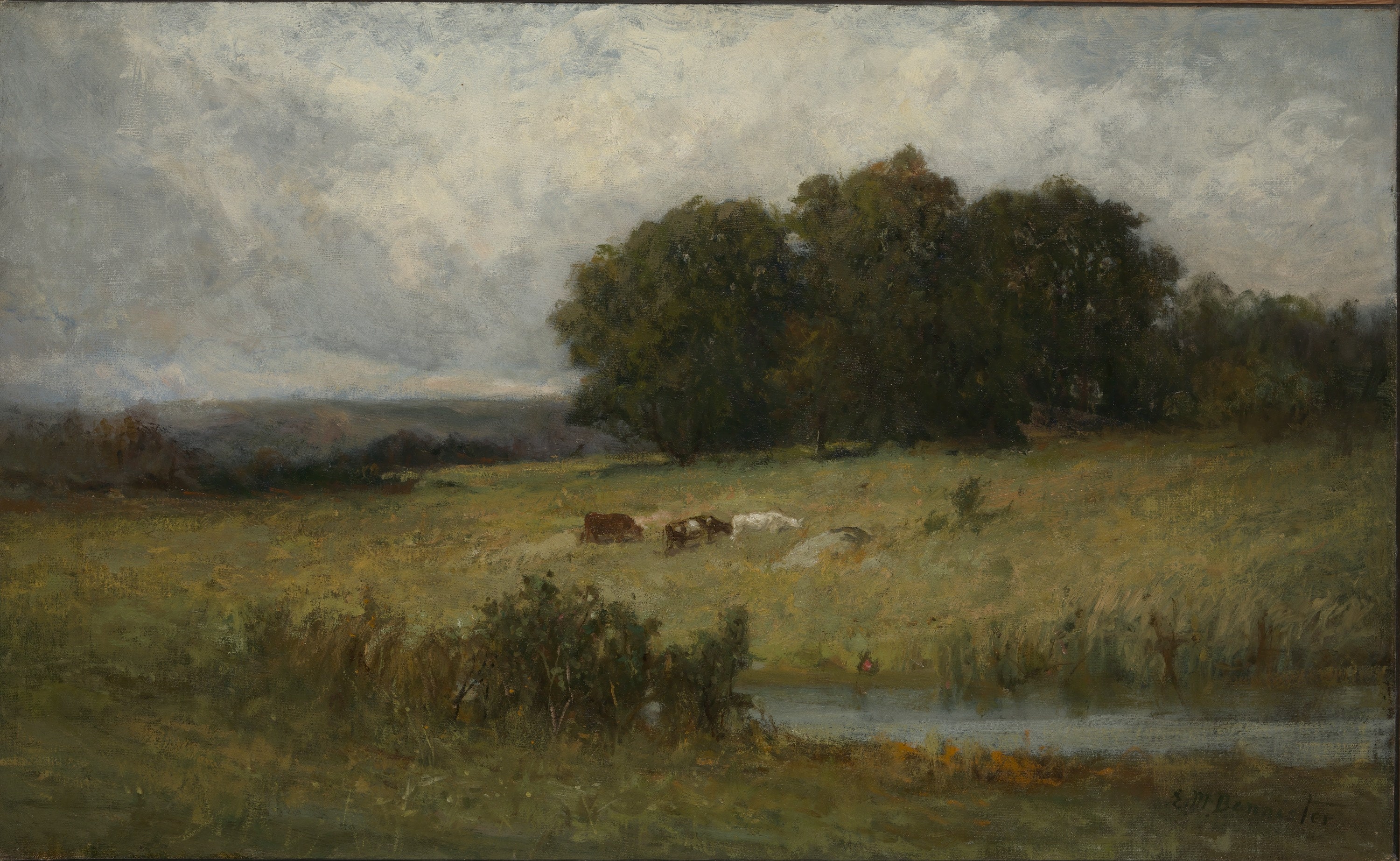 Landscape of Cows Near a Stream | Vintage 19th Century Art | Digital ...