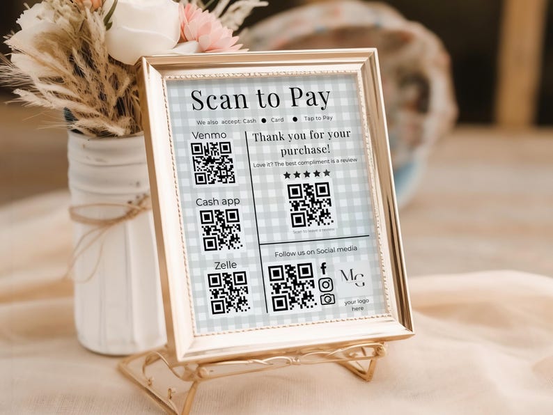 Scan to Pay QR Code Sign Template | Canva Editable Payment Sign | Venmo ...