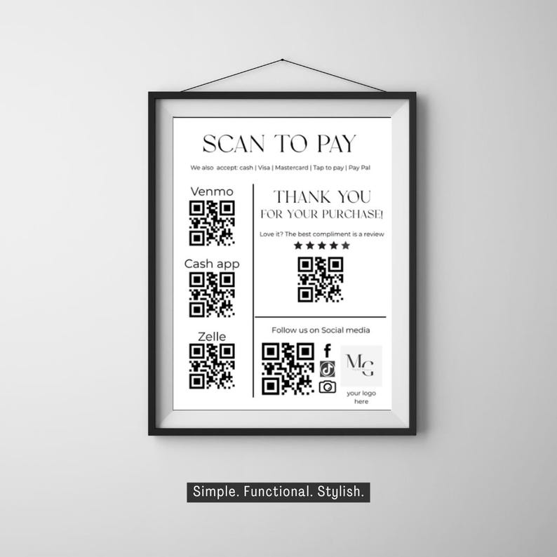 Scan to Editable Pay QR Code Template Sign | for Small Business ...